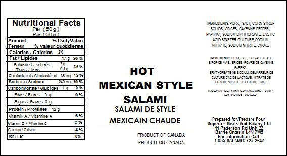 Mexican Gypsy Salami 1/2 - Superior Meats