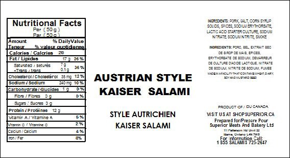 Austrian Kaiser Salami Whole - Superior Meats